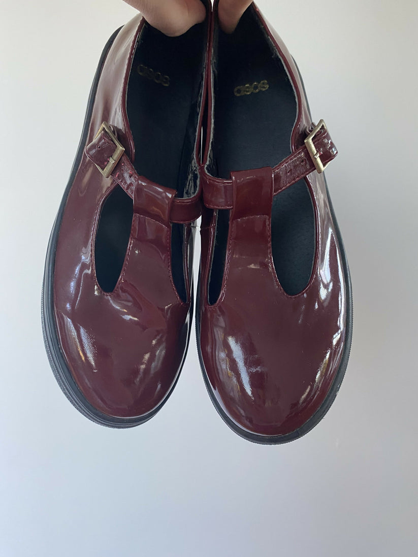 Cherry red platform Mary Jane shoes – oppspot