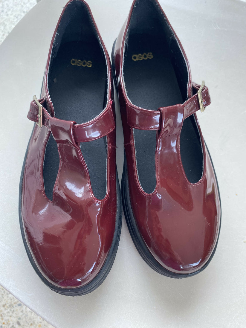 Cherry red platform Mary Jane shoes – oppspot